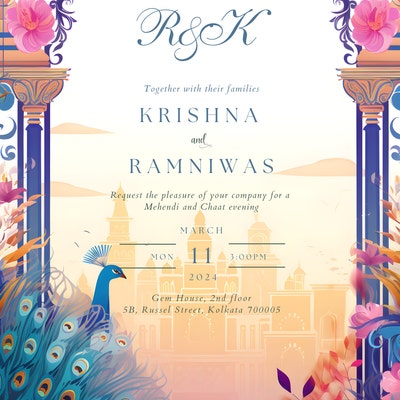 Indian Wedding Invitation Animated Digital & Printable Mehndi Card ...