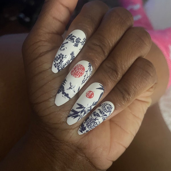Chinese Porcelain Nails, Fake Nails, Press on Nails. Chinese Tea Pot ...