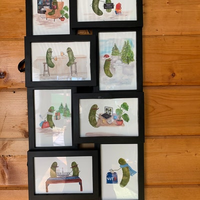 Whimsical Pickles With Mustaches Lighting the Menorah for Hanukkah ...