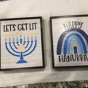 Hanukkah Decor, Hanukkah Tiered Tray Decor, Mini Hanukkah Block Signs ...