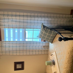 Blue Plaid Slub Rod-pocket Curtains Denim Blue Buffalo Check Curtains ...