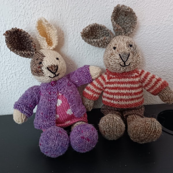 Knitting Pattern for a Bunny Rabbit in a Dotty Dress (9 Inches Tall ...