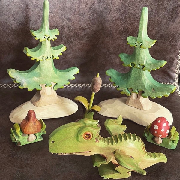 Pine Trees and Mushroom Wooden Toy - Etsy