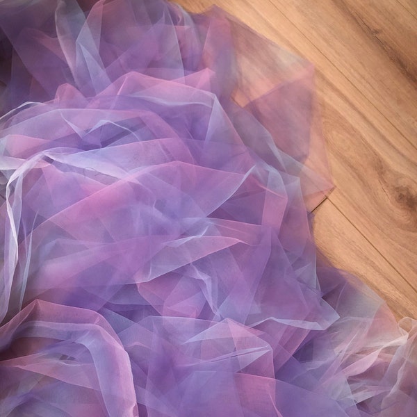 Ombre Tulle Fabric, Fantasy Rainbow Color Tulle Lace for Curtain, Veil ...