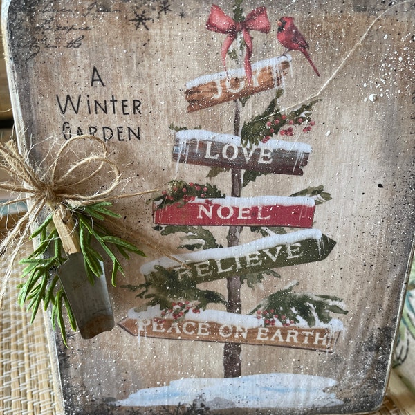 Primitive Winter Garden Standing Sign 5 1/2x7 Sign farmhouse Winter ...