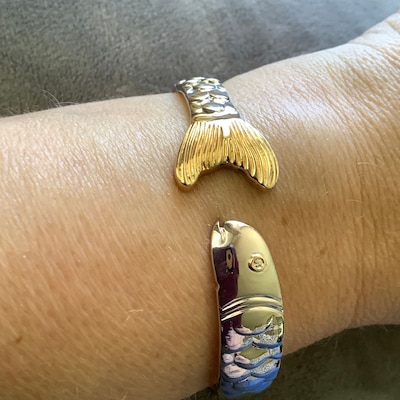 Cape Cod Fish Bracelet With 14k Yellow Gold and Diamond Accent Sterling ...
