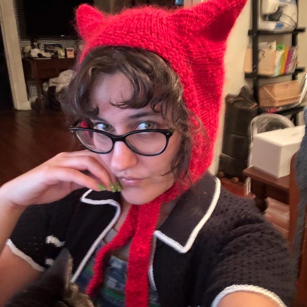 PATTERN for an Elevated, Adult Knitted Cat Hat / Kitty Ears Bonnet That ...