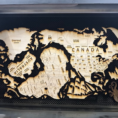 World Map Laser Cut File, Laser Engraving Pattern - Etsy