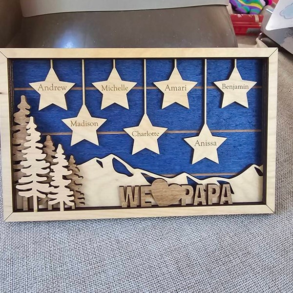 Personalized Mountain Star Name Frame Sign, Father's Day, Mother's Day ...