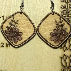 Minimalist Floral Quad Laser Engraved Earrings Digital Download - Etsy