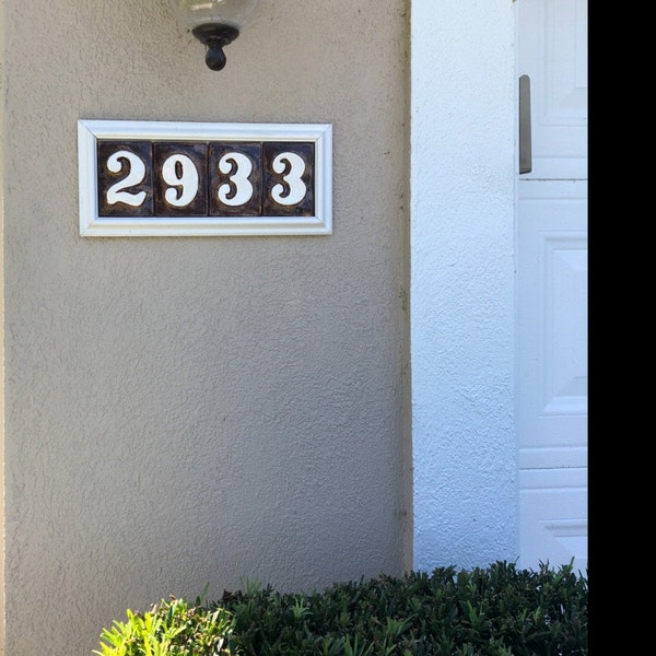 House Address Plaque. Four Number. Weatherproof Pvc With Tiles Included ...