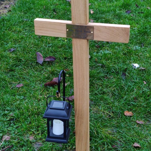 Oak Memorial Cross, Grave Marker, Grave Cross, Wooden Cross, Memorial ...
