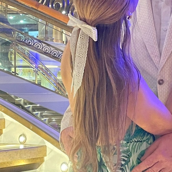 Brigitte Hair Bow Barrette, Ivory Hair Bow, Grosgrain Hair Bow, Lace ...