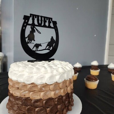 Western Cake Topper, Horseshoe Roping Date Mr & Mrs Surname ...