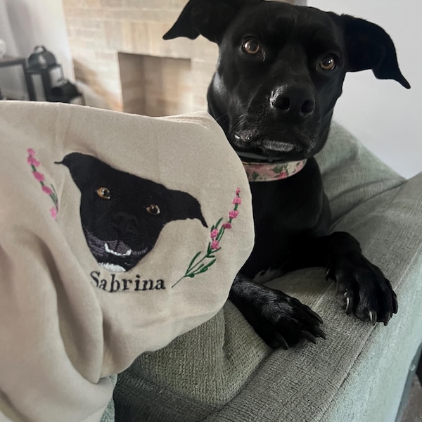 Custom Dog Face Embroidered Sweatshirt, Personalized Cat Photo Hoodie ...