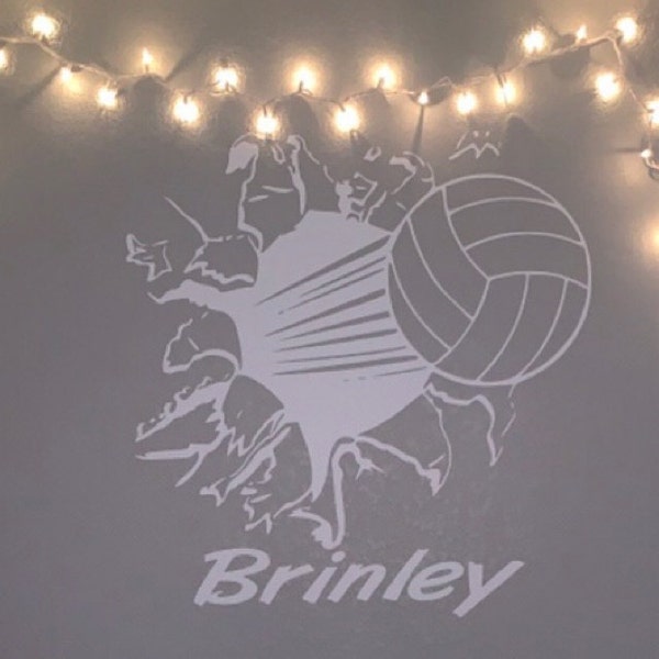 Custom Volleyball Bursting Through Wall Decal - Volleyball Wall Art ...
