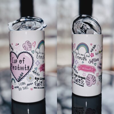 Cup of Positivity Mug PNG, 11oz Mug Wrap for Sublimation, Sublimation ...