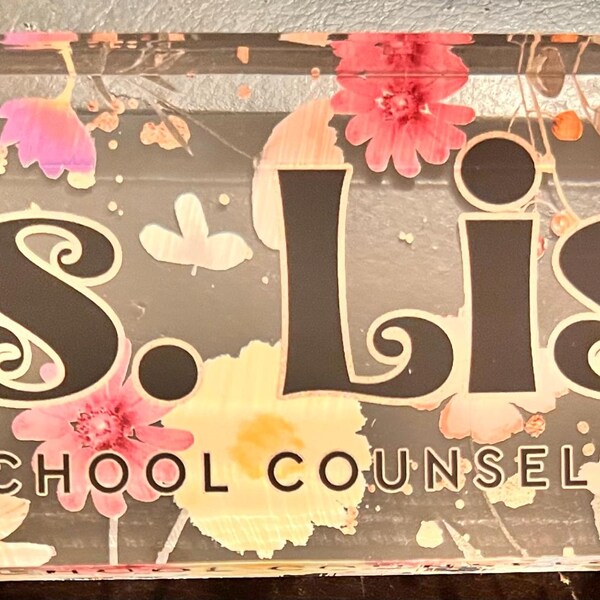 Flower Custom Name Plate for Desk, Customized Acrylic Plate Gift for ...