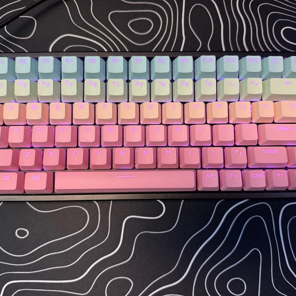 Gradient Pastel Keycap Set, OEM Profile, Shine-through, PBT, Cherry MX ...