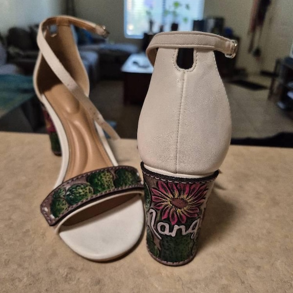 Customizable Hand-tooled Leather High Heels - Etsy