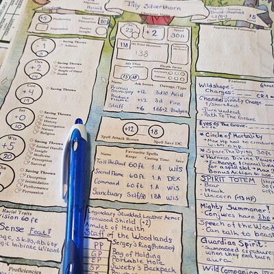 Lunar Fey / Dnd Character Sheet PDF / 5e Character Sheet Druid Dnd ...