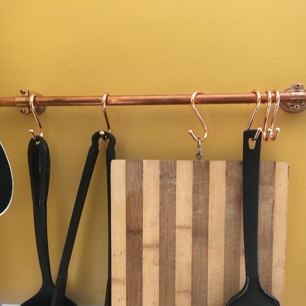 Copper "s" Hooks. Kitchen Pan Hooks - Kitchen Rail Hooks - Etsy UK