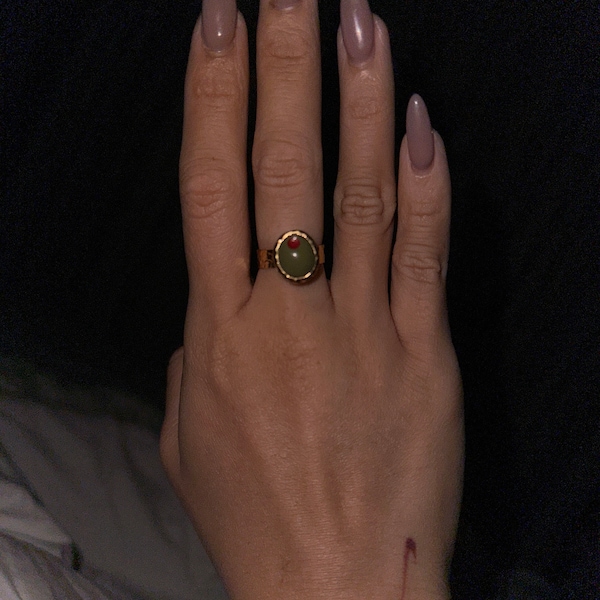 Silver Martini Ring | Olive Cocktail Ring | Hammered Silver Statement Ring - Etsy