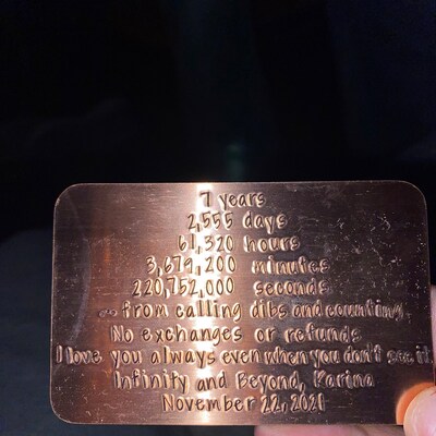 Personalized Birthday Gift Copper Wallet Card Hand Stamped Pocket ...