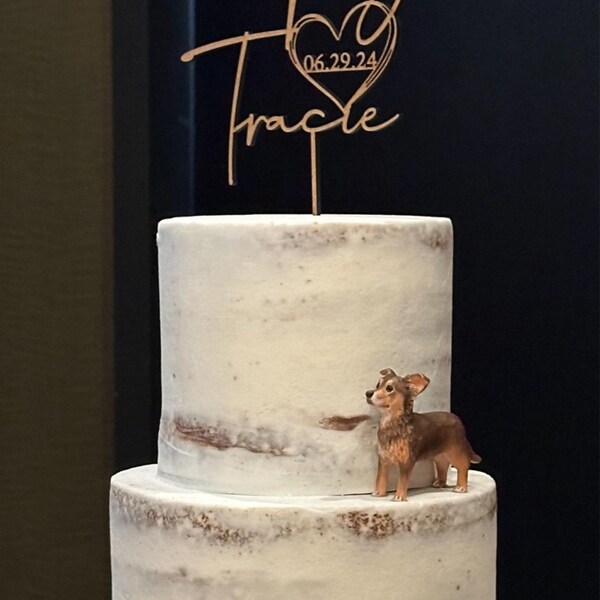 Cake Topper With Heart, Wedding Cake Topper With Heart and Date, Two ...