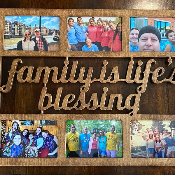 Family Name Photo Frame Collage, Personalized Family Room Wall Decor ...