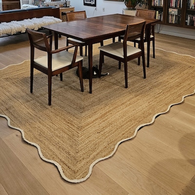 Scalloped Jute Rug, Natural Scallop Rug, Scalloped Edge Rug, Jute Area ...