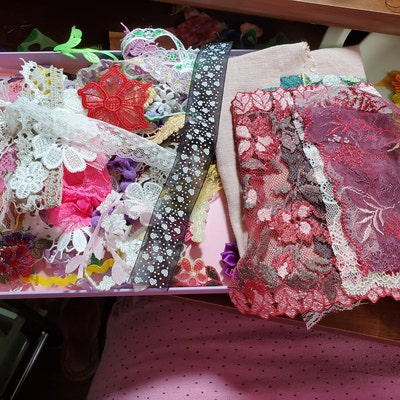 Large Vintage Lace Scraps Kit, Lace Snippets Inspiration Kit, Slow ...