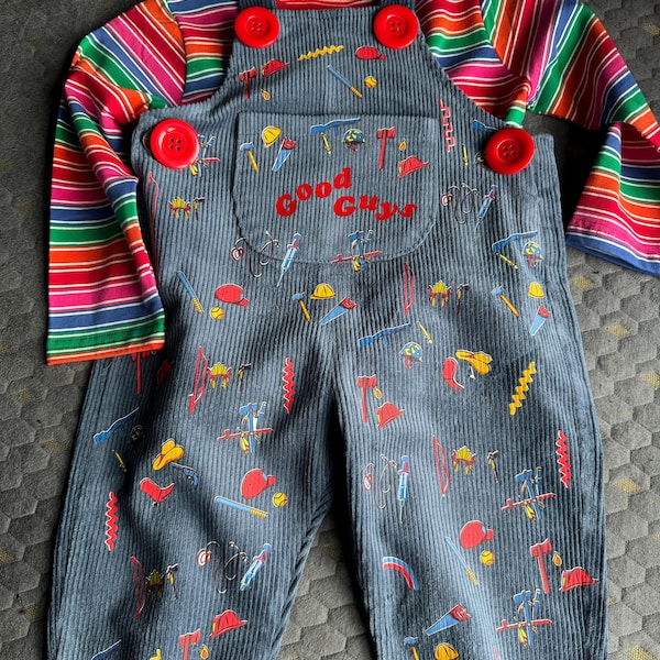 Awesome Dog Chucky Costume Overalls Striped Tshirt Halloween - Etsy