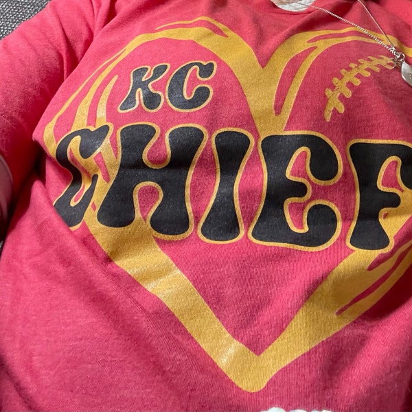 KC Football Shirt Women, Kansas City Football Fan Crewneck, KC Heart ...