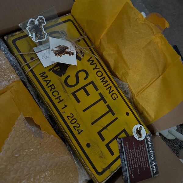 Wyoming Cowboys Inspired License Plate Address Plaque Wyoming Bucking ...