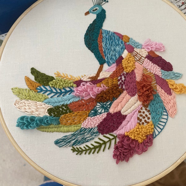 Colorful Peacock Hand Embroidery Pattern - PDF Instant Download for ...