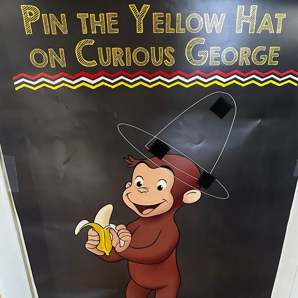Pin the Hat on Curious George Chalkboard Party Game * Curious George ...