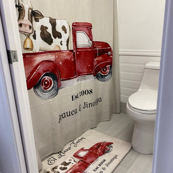 Personalized Pig Hog Farm, Farmhouse Shower Curtain, , Rustic Primitive ...