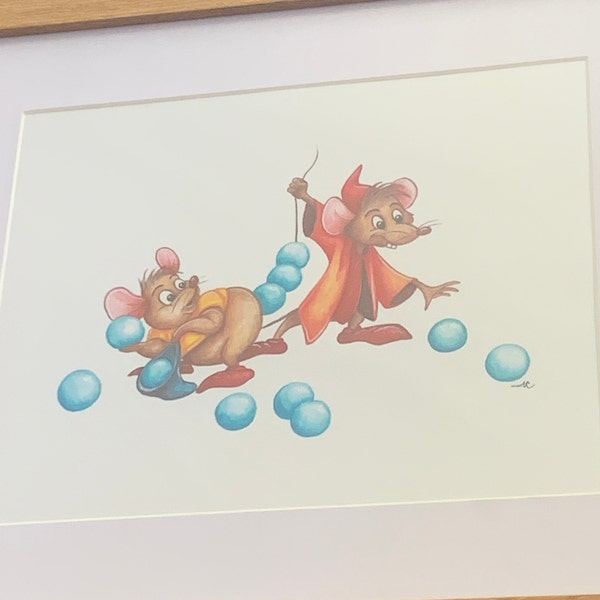 Los ratones de Cenicienta - Jaq y Gus - Pintura en acuarela de Disney ...
