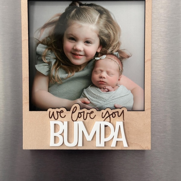 Custom Mini Wood Photo Frame of Kids Handwriting | Engraved Magnetic ...