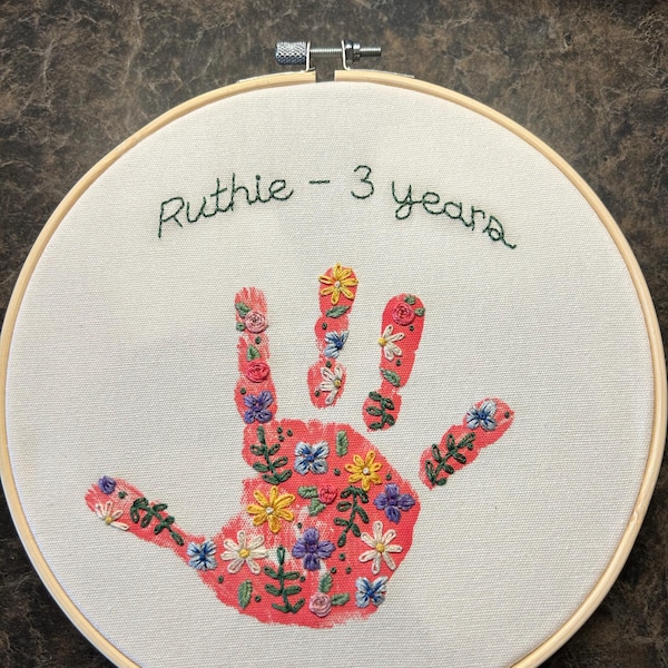 Handprint Keepsake Embroidery PDF Pattern, Kids Handprint Printable ...