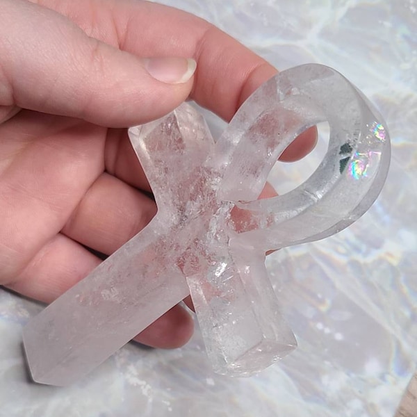 Ankh Egyptian Crystal Amulet Key of Life | Rose Clear Smoky Quartz - Etsy