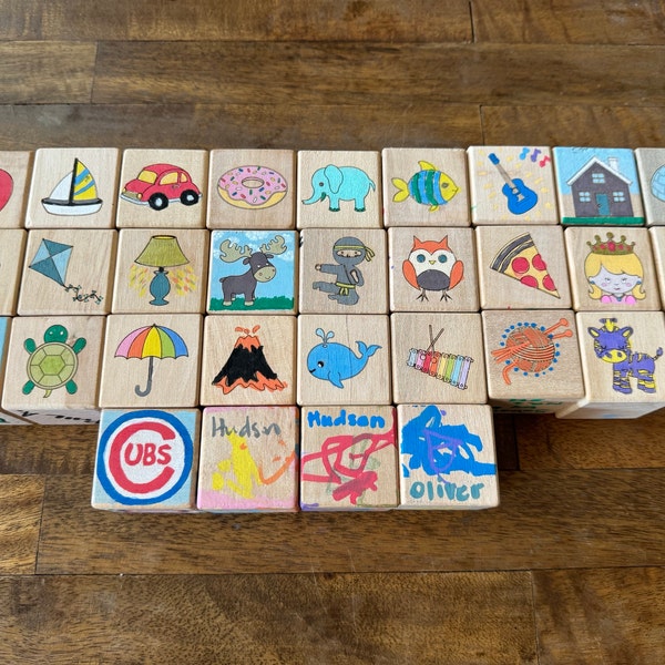 Color Your Own ABC Blocks: Baby Shower Activity, Laser Engraved Maple ...