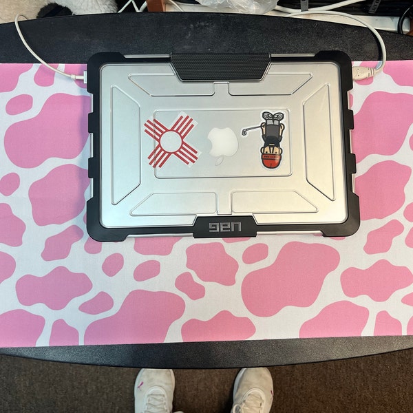 Grey Abstract Dots Desk Mat, Aesthetic Desk Accessory, Cute Workspace ...