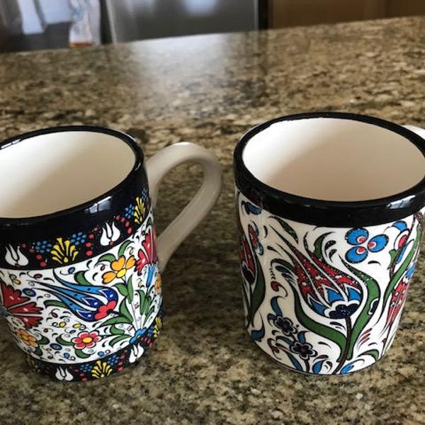 Turkish Ceramic Espresso Cups and Saucers Set With Pot, Ceramic Turkish ...