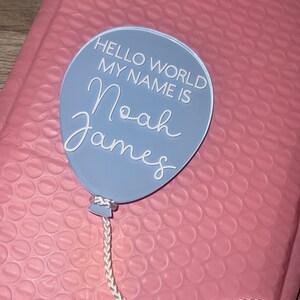 Personalised Acrylic Disc, Hello World Acrylic Disc, Baby Announcement ...