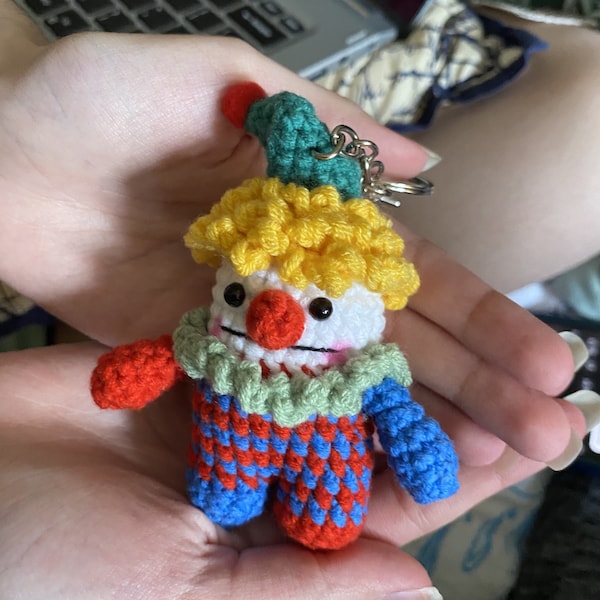 Clown Crochet Keychain, Cute Clown Keychain, Fun Gifts, Cute Gifts ...