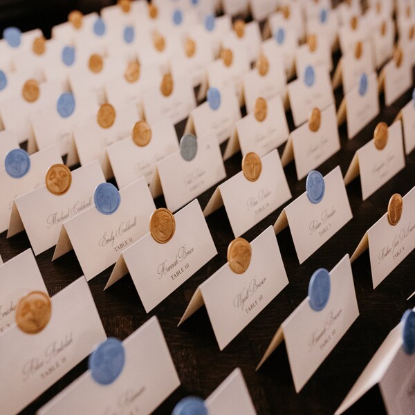Wax Seal Place Cards, Ivory Name Cards, Wedding Escort Cards, Elegant ...