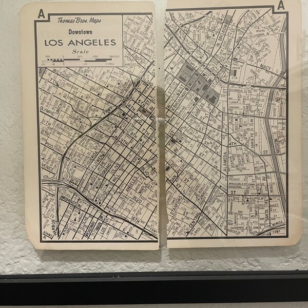 1960’s LA Map- Downtown Los Angeles- Vintage Road Atlas - Etsy