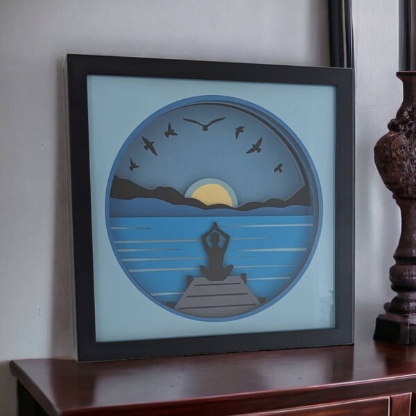 3D Lake Shadow Box, Sunset at the Lake, Meditation, Yoga, Nature ...